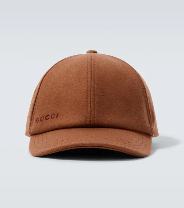 Gucci Logo Wool Baseball Cap - Brown