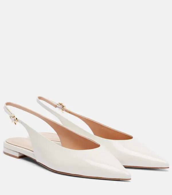 GIANVITO ROSSI Robbie Patent Leather Slingback Flats - White