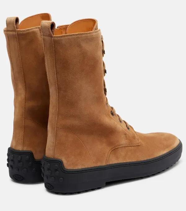 TOD'S Winter Gommino Suede Ankle Boots - Beige