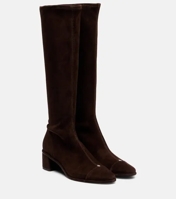 Tory Burch Cap-toe Suede Knee-high Boots
