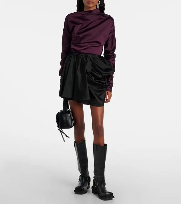GANNI Draped Mini Skirt - Black