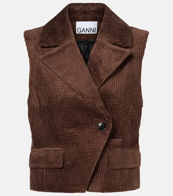 GANNI Cotton Corduroy Single-breasted Vest