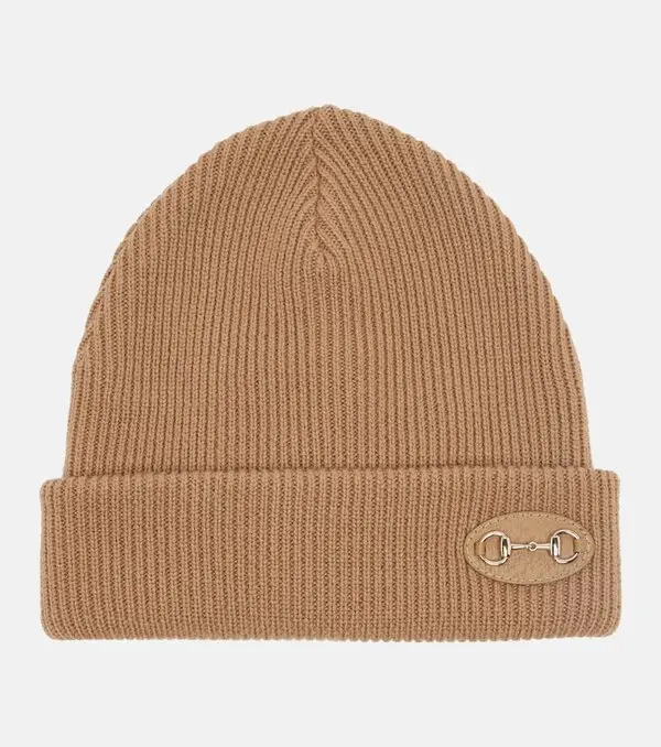 Gucci Horsebit Ribbed-knit Wool Beanie - Beige