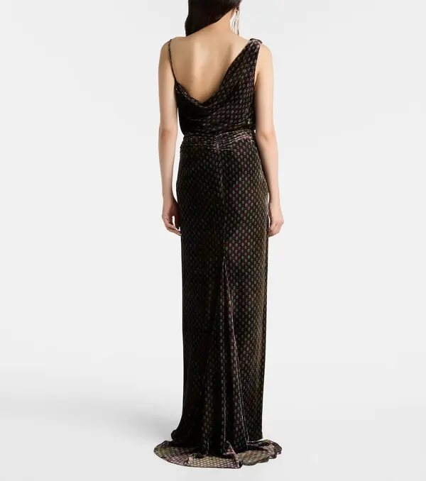 Dries Van Noten Printed Satin Maxi Skirt - Brown