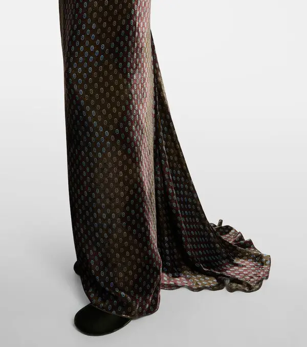 Dries Van Noten Printed Satin Maxi Skirt