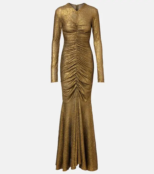Norma Kamali Gathered Sequined Gown