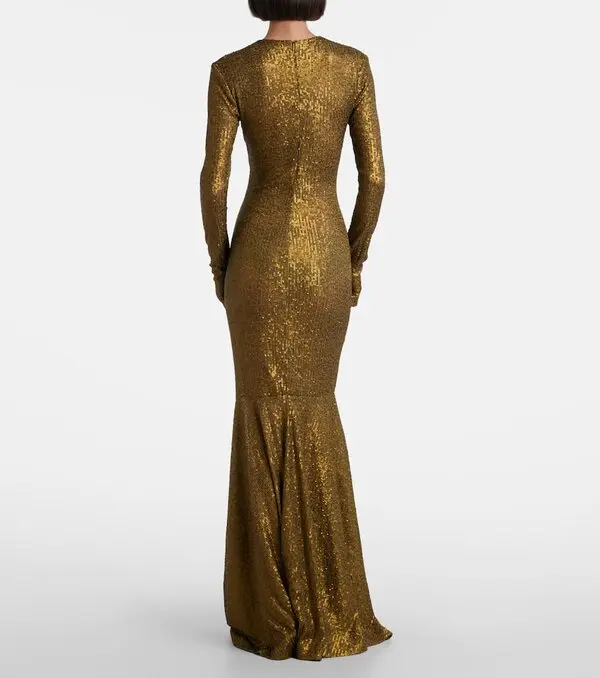 Norma Kamali Gathered Sequined Gown