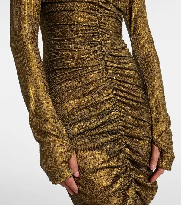 Norma Kamali Gathered Sequined Gown
