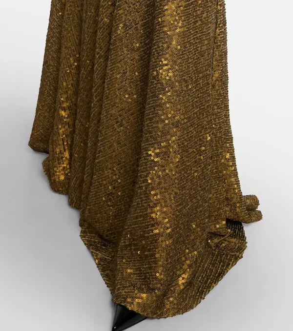 Norma Kamali Gathered Sequined Gown