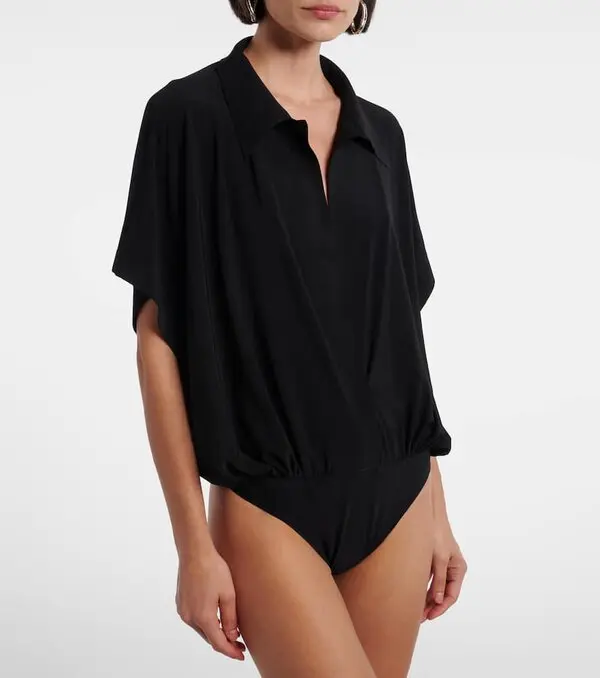 Norma Kamali Oversized Shirt Bodysuit