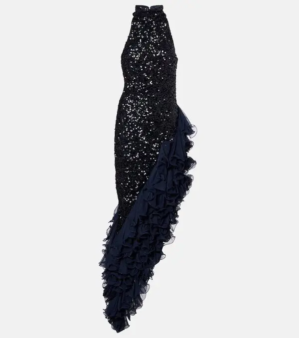 Remain Birger Christensen Ruffled Sequined Cocktail Dress
