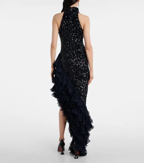 Remain Birger Christensen Ruffled Sequined Cocktail Dress