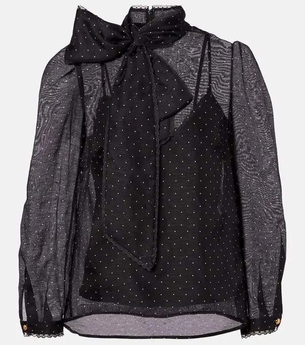 Zimmermann Polka-dot Linen And Silk Blouse