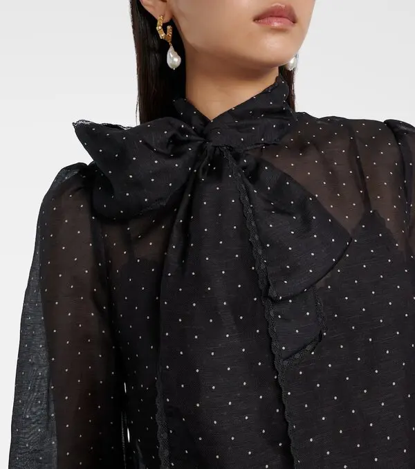 Zimmermann Polka-dot Linen And Silk Blouse