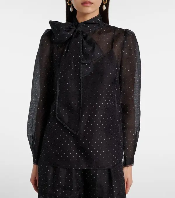 Zimmermann Polka-dot Linen And Silk Blouse