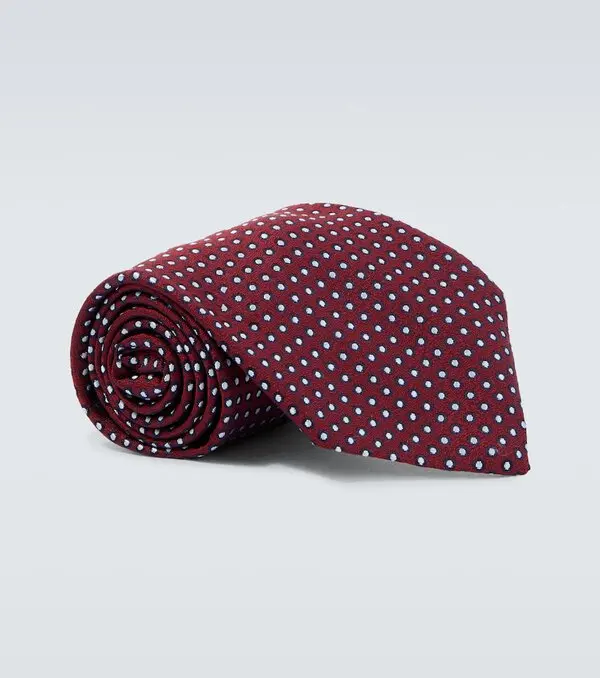 Charvet Polka-dot Silk Jacquard Neck Tie - Burgundy