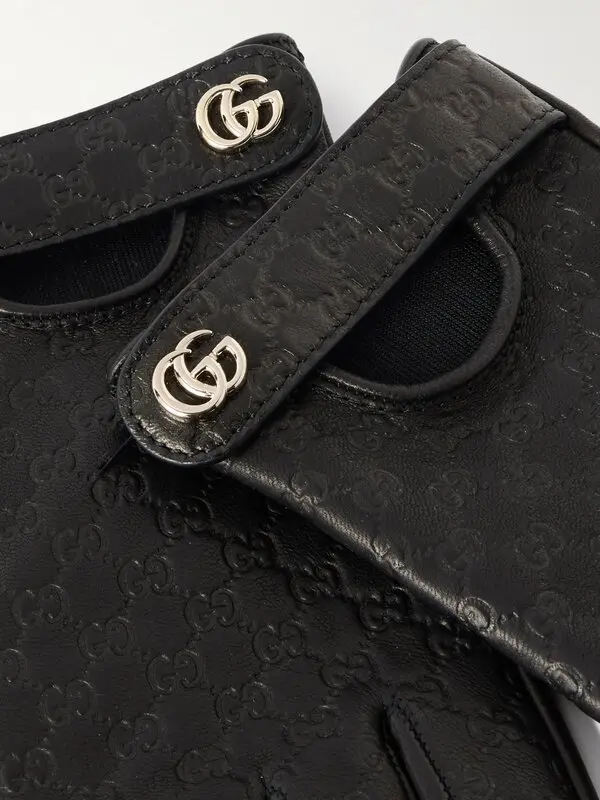 Gucci Debossed Leather Gloves