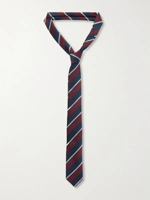THE FRANKIE SHOP Lene Striped Twill Tie - Burgundy