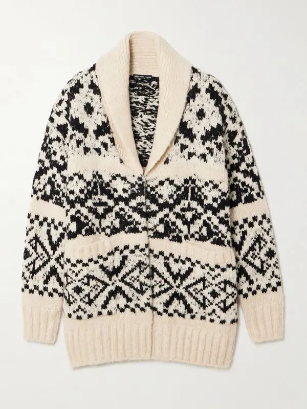 JAMES PERSE Intarsia-knit Wool-blend Cardigan - Multi