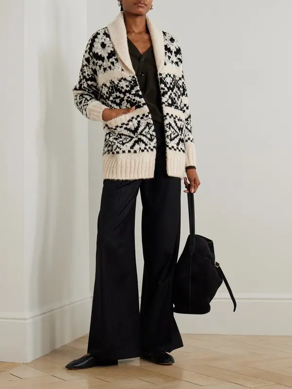 JAMES PERSE Intarsia-knit Wool-blend Cardigan