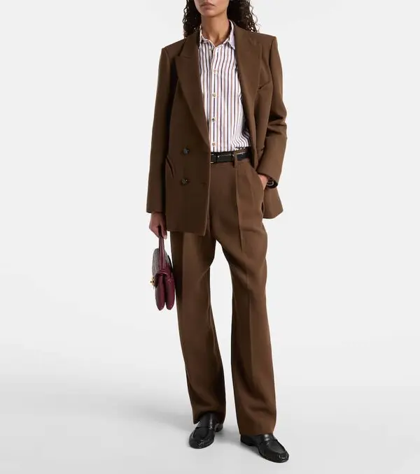BLAZÉ MILANO Fox High-rise Virgin Wool Crepe Wide-leg Pants