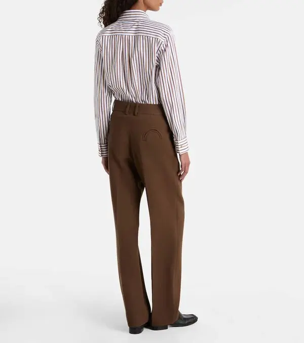 BLAZÉ MILANO Fox High-rise Virgin Wool Crepe Wide-leg Pants