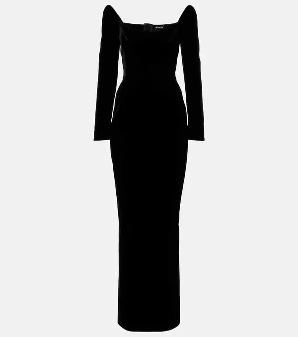 MUGLER Re/edit Les Meduses Velvet Corset Gown - Black