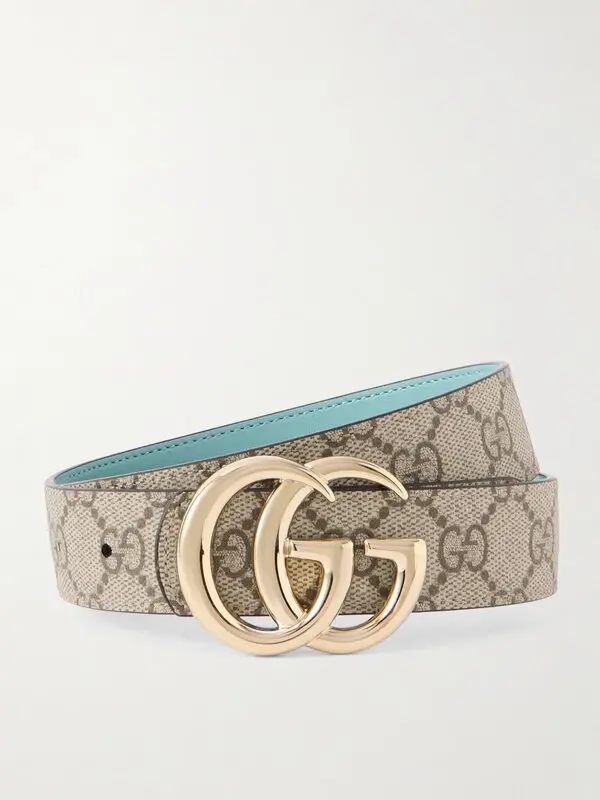 Gucci Gg Marmont Printed Coated-canvas Belt - Neutrals
