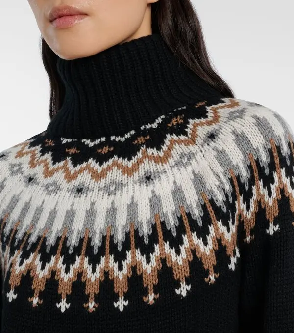 Bogner Ingrid Jacquard Cashmere Turtleneck Sweater - Black