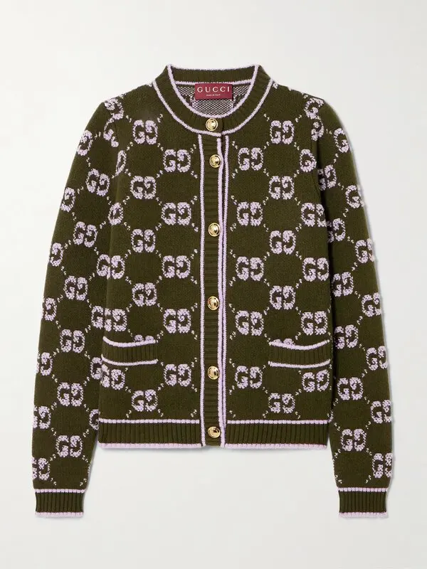 Gucci Wool-jacquard Cardigan - Black