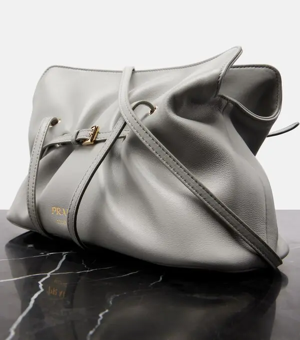 Prada Small Leather Shoulder Bag - Grey