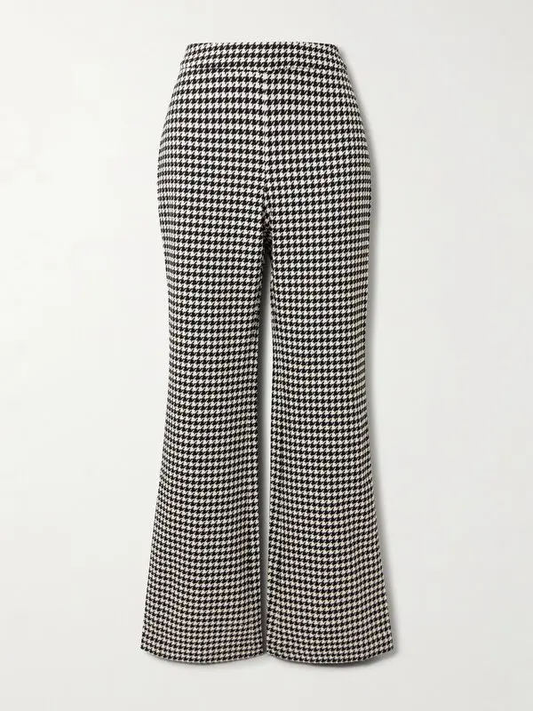 Cara Cara Christopher Houndstooth Wool-blend Wide-leg Pants