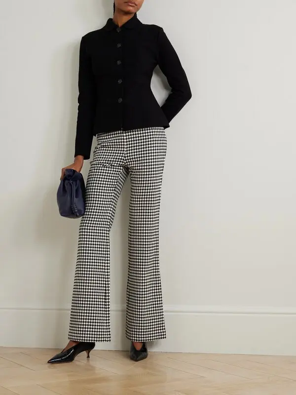 Cara Cara Christopher Houndstooth Wool-blend Wide-leg Pants