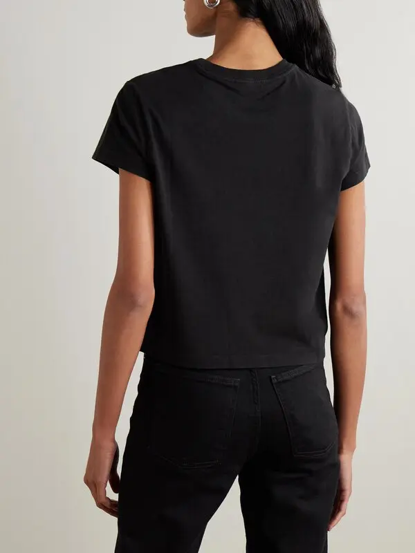 AGOLDE Adine Cropped Organic Cotton-jersey T-shirt - Black