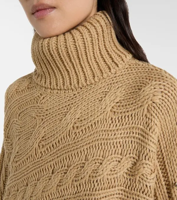 Goldbergh Asymmetrical Turtleneck Wool-blend Sweater With Fringing