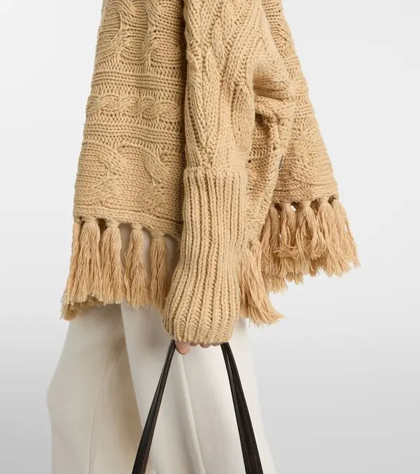 Goldbergh Asymmetrical Turtleneck Wool-blend Sweater With Fringing
