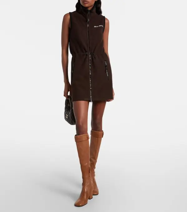 Miu Miu Logo Fleece Minidress