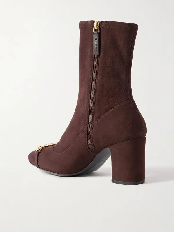 Gucci Horsebit-detailed Suede Ankle Boots - Brown