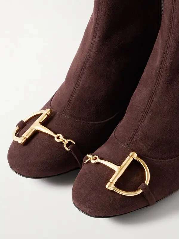 Gucci Horsebit-detailed Suede Ankle Boots - Brown