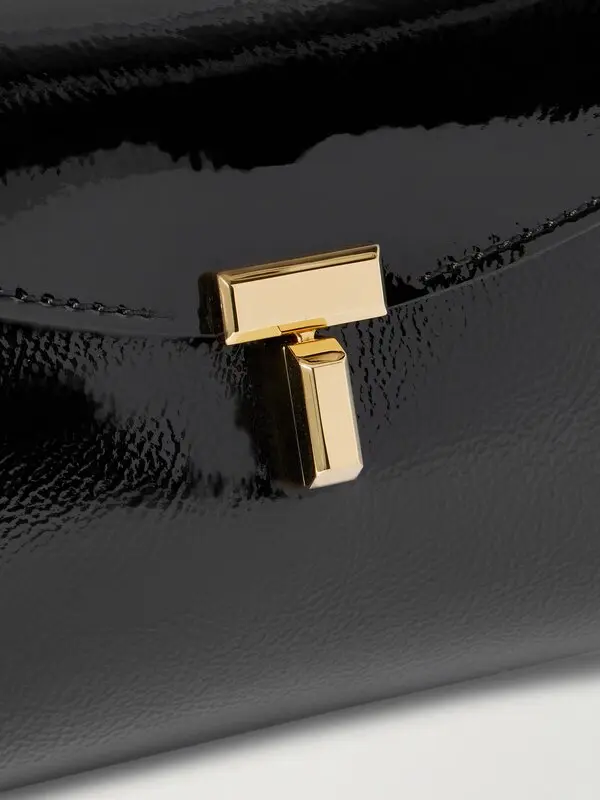 TOTÊME - T-Lock Mini Textured Patent-Leather Clutch