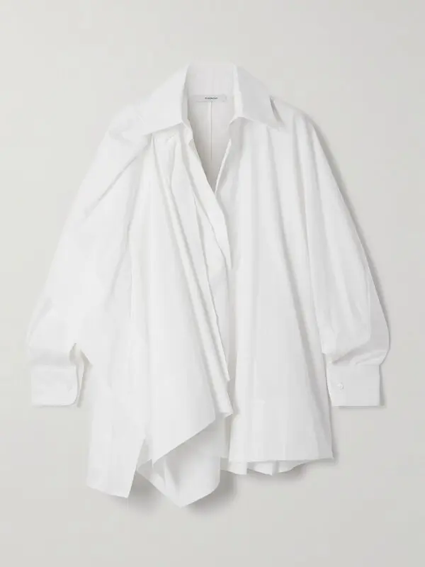 Givenchy Bow-detailed Draped Cotton-poplin Shirt