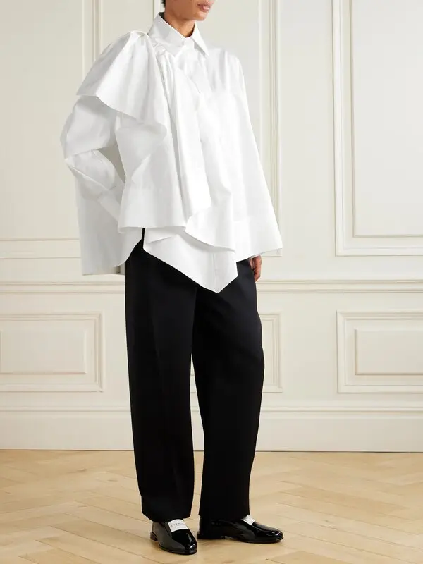 Givenchy Bow-detailed Draped Cotton-poplin Shirt