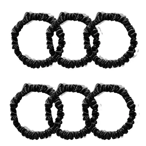 DROWSY Skinny Silk Scrunchie Set - Black Jade