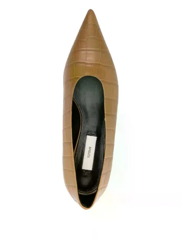 TOTEME 20mm Croc-embossed Pointed-toe Pumps - Neutrals
