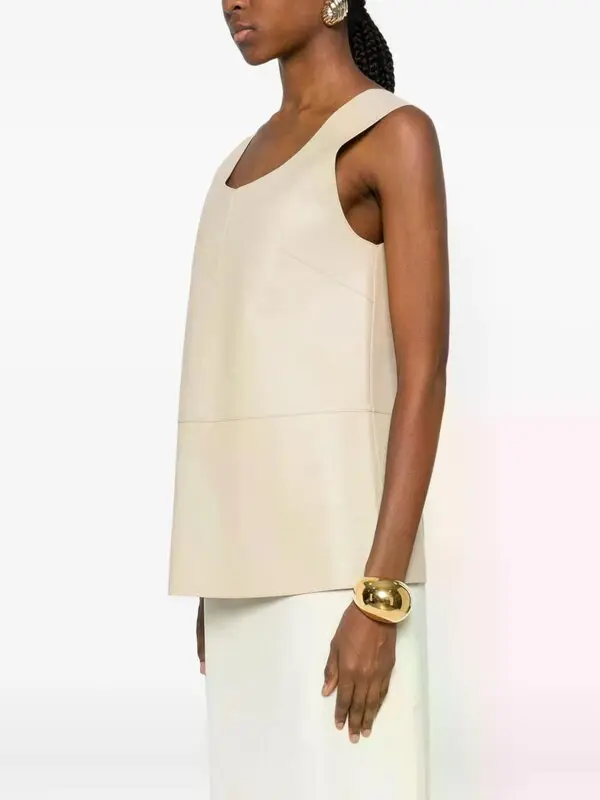 TOTEME Scoop-neck Leather Top - Neutrals