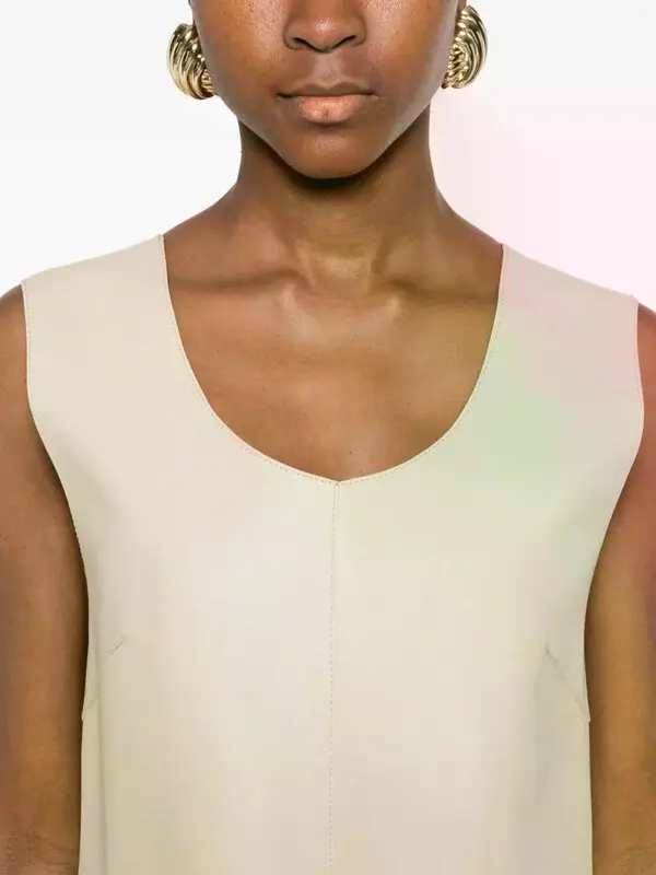 TOTEME Scoop-neck Leather Top - Neutrals