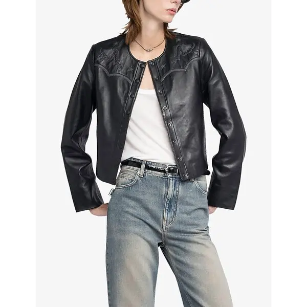 Zadig&Voltaire Luxi Western-panel Leather Jacket