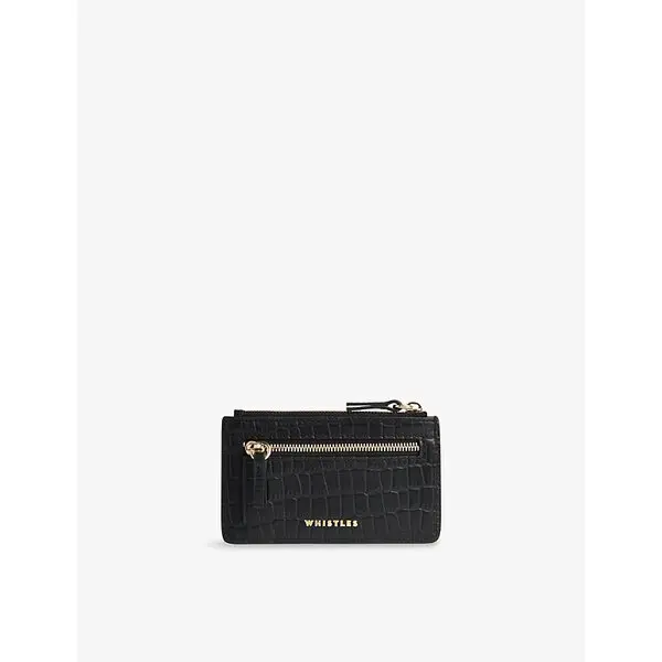 Whistles Branded Mock-croc Leather Purse - Black