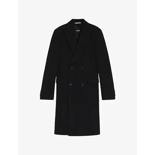 BOSS Double-breasted Peak-lapel Wool-blend Coat