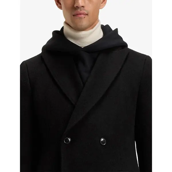 BOSS Double-breasted Peak-lapel Wool-blend Coat
